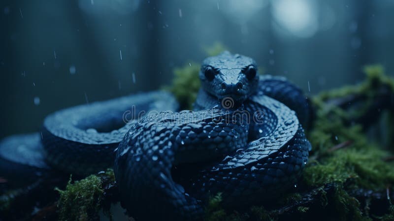 Eerily Realistic Blue Snake in Rain: Unreal Engine 5 Artwork Stock ...