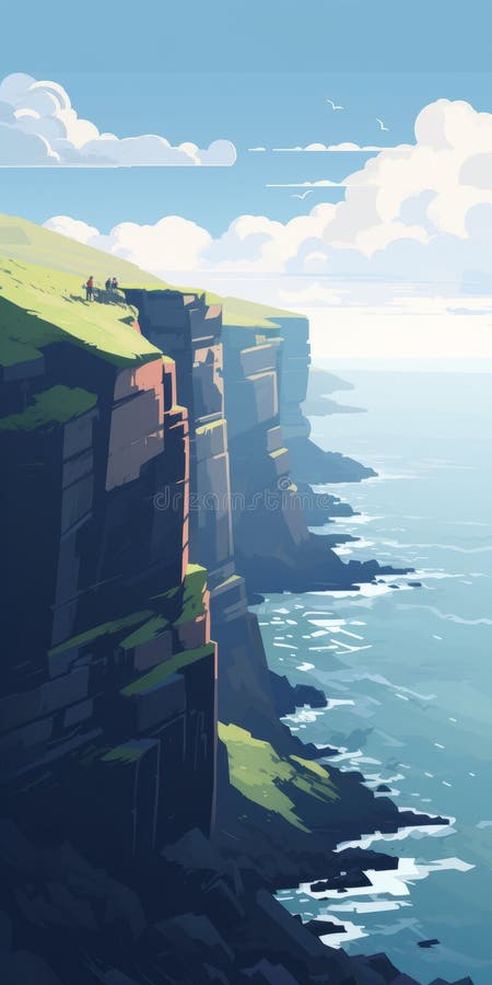 Eerily Realistic Cliff Masterpiece in the Style of Atey Ghailan Stock ...