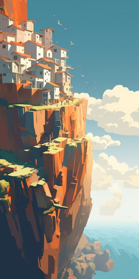 Eerily Realistic Cliff Masterpiece in Stylized Realism Stock ...