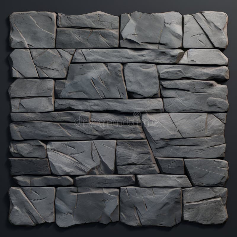 Eerily Realistic 3d Slate Stone Wall with Dark Chiaroscuro Details ...