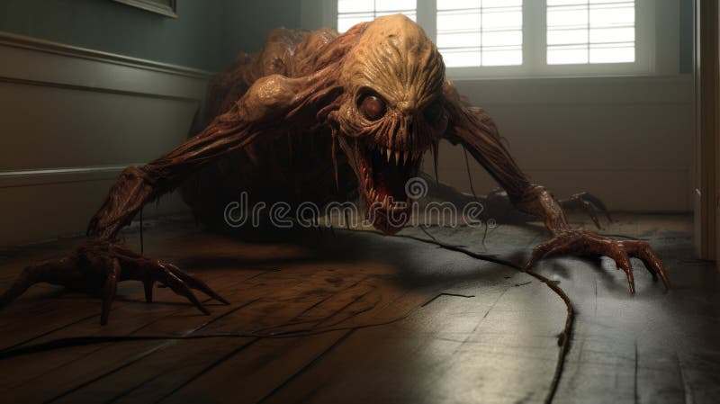 Eerily Realistic Monster in Death Strike Pose: Hyper-realistic Details ...