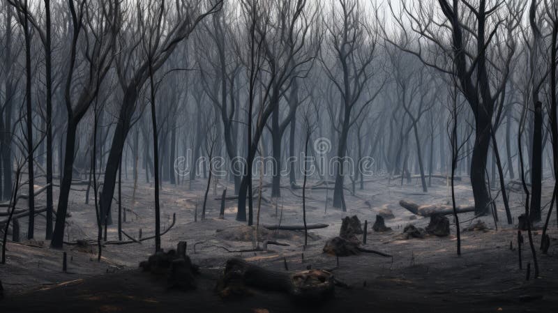 Eerily Realistic Photorealistic Rendering of a Burned Forest Stock ...