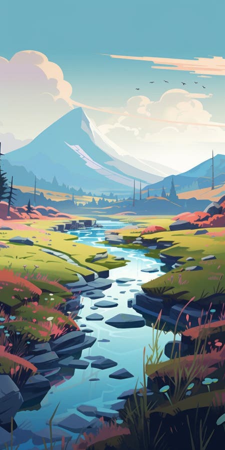 Eerily Realistic Stream in the Mountains: a Wetland Masterpiece Stock ...