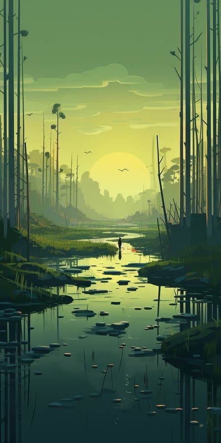 Eerily Realistic Swamp Masterpiece with a Lone Cat Waving in the Air ...