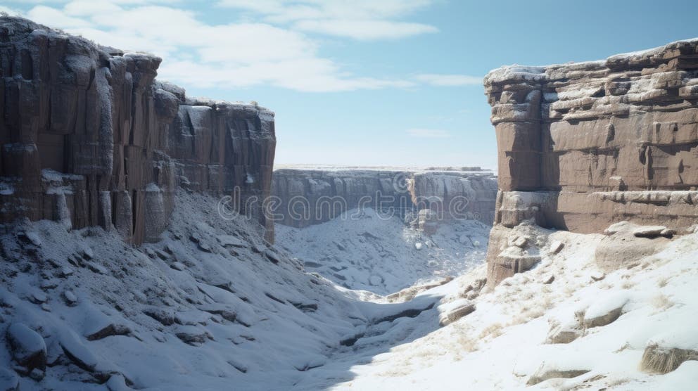Eerily Realistic Winter Mountain Canyon Rendered in Unreal Engine Stock ...
