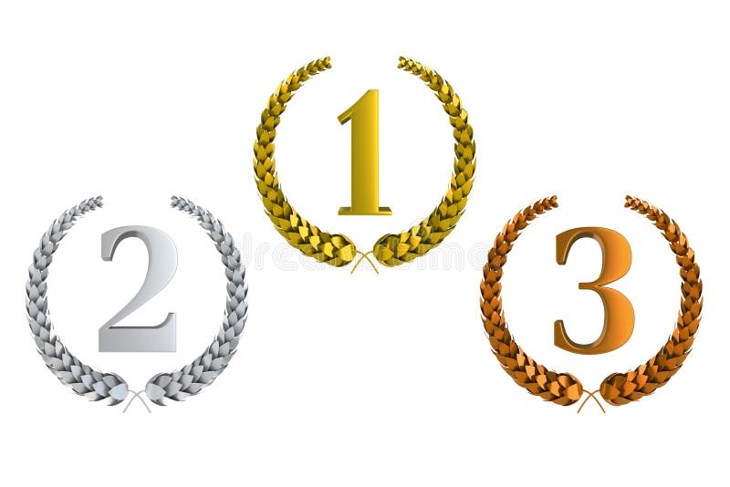Eerst Tweede En Derde Prijs 3d Laurels Stock Illustratie - Illustration ...