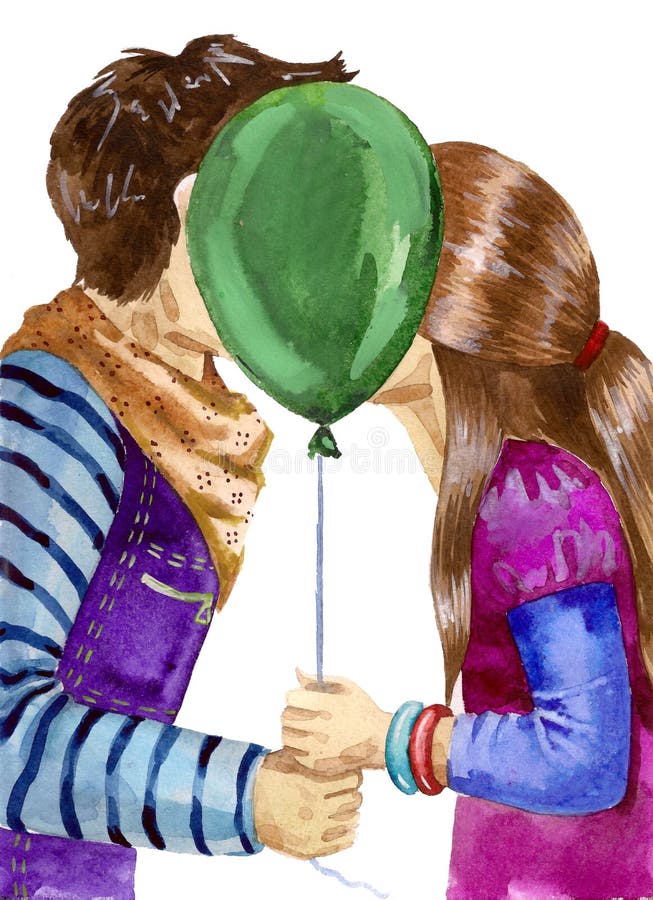 Eerste kussen stock illustratie. Illustratie bestaande uit harten ...