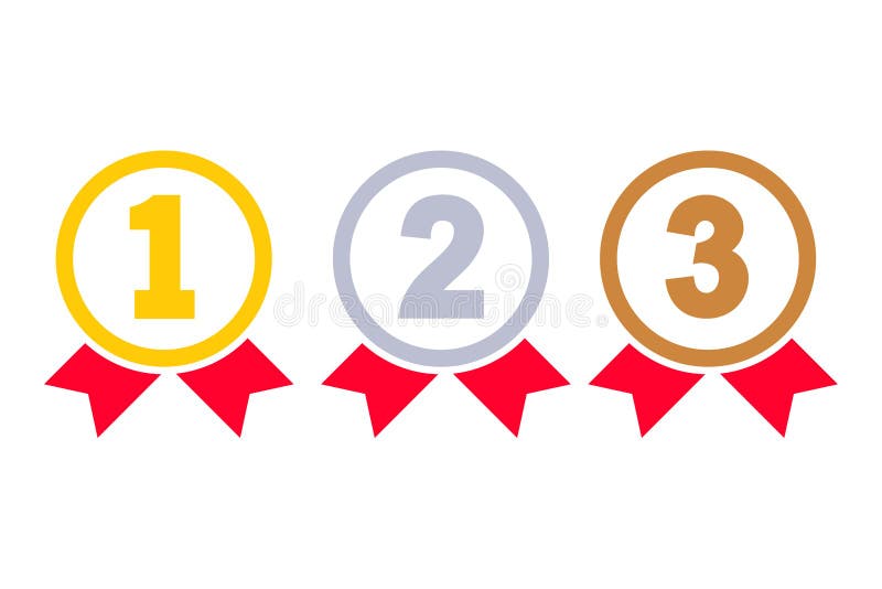 1e En 3e Plaats. Gouden Zilverbronzen Medailletrofie Stock Illustratie ...