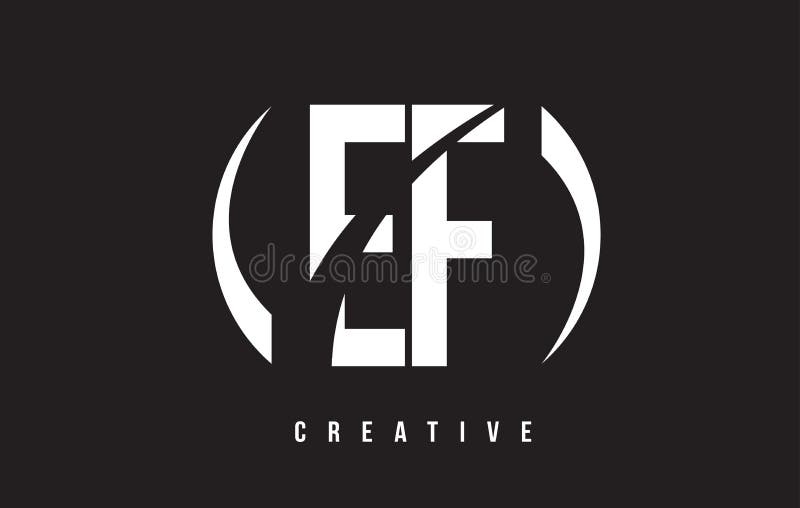 EF E F White Letter Logo Design with Black Background. Stock Vector ...
