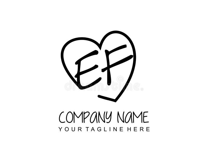 EF Initial Handwriting with Heart Frame Stock Vector - Illustration of ...