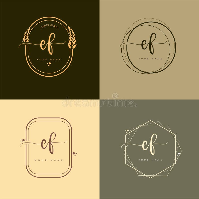 EF Initial Handwriting Logo Vector Sets. Hand Lettering Initials Logo ...
