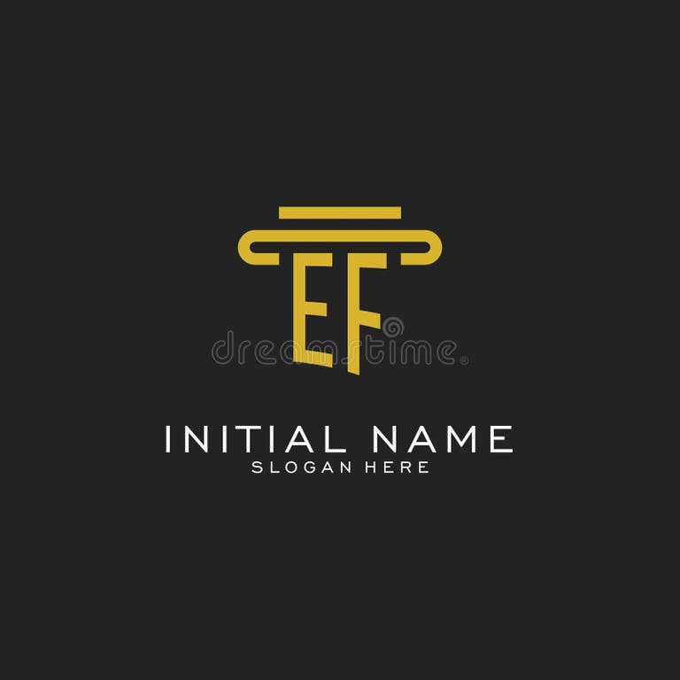 EF Initial Logo with Simple Pillar Style Design Stock Vector ...