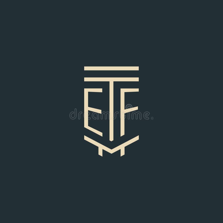 EF Initial Monogram with Simple Line Art Pillar Logo Designs Stock ...