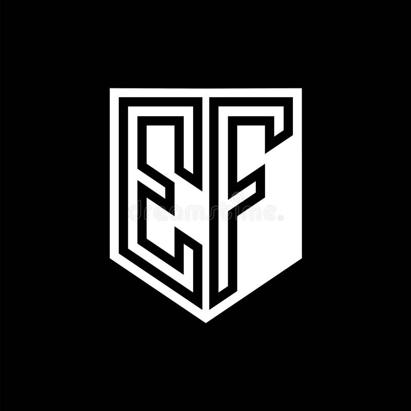 EF Logo Monogram Shield Geometric Black Line Inside White Shield Color ...