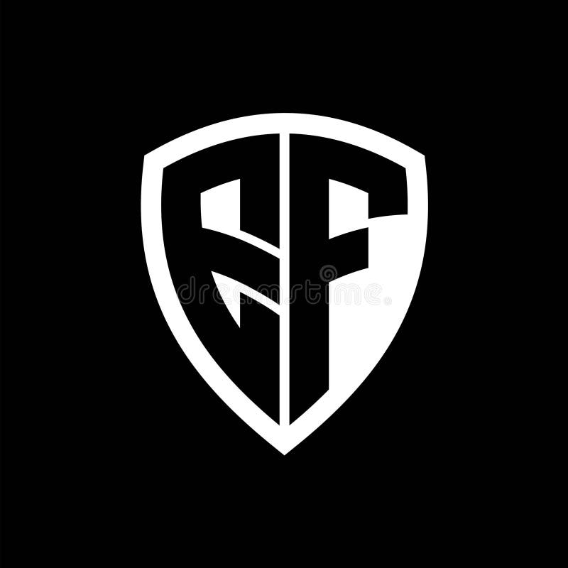 EF Monogram Logo with Bold Letters Shield Shape with Black and White ...