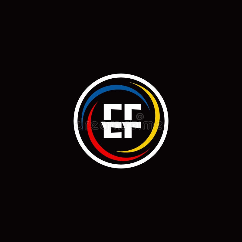 EF Monogram Logo Isolated on Circle Shape with 3 Slash Colors Rounded ...