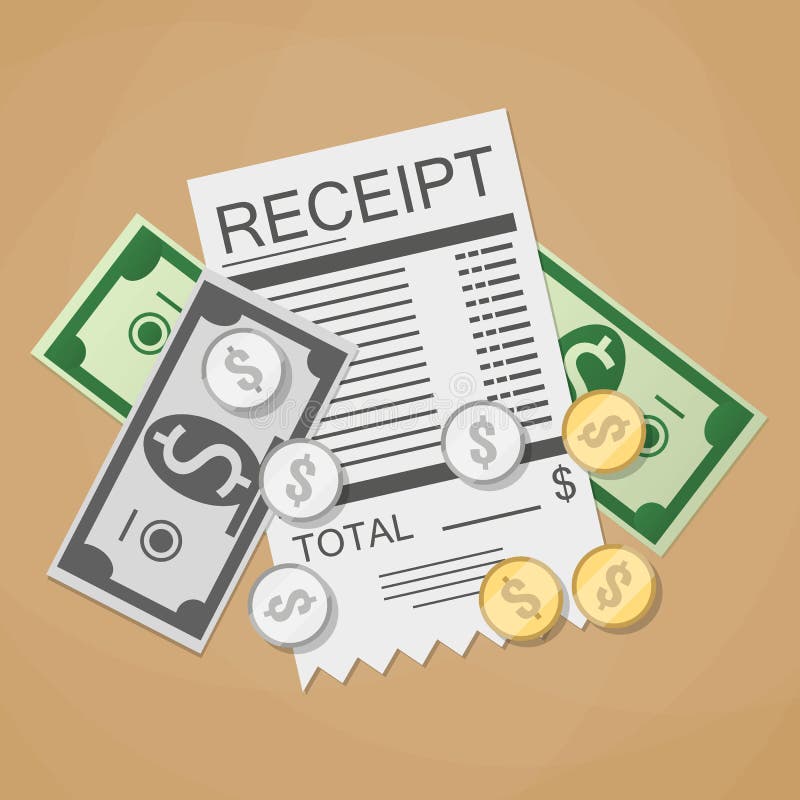 Icono Del Recibo Factura Y Lupa De Papel Ilustración del Vector ...