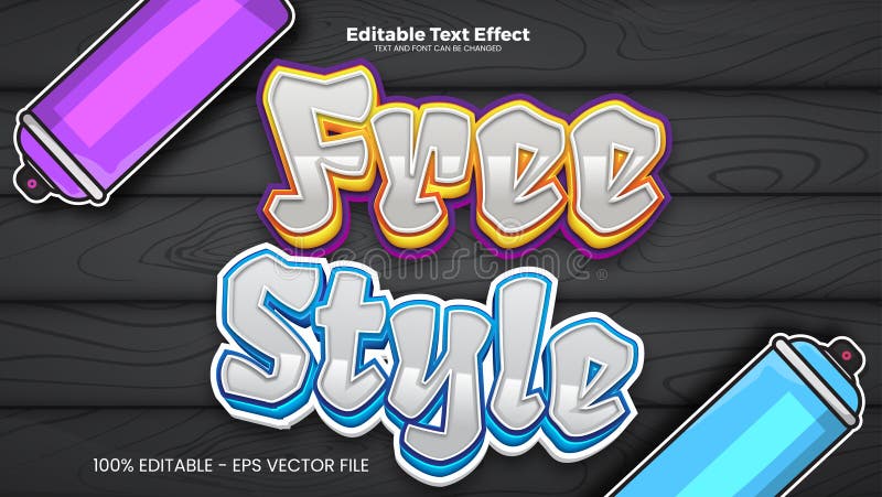 Efecto De Texto Editable Estilo Libre En Estilo De Tendencia De Graffiti Ilustración del Vector ...