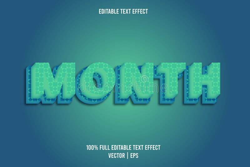 Efecto De Texto Editable De Mes Color Cian Y Azul Ilustración del ...