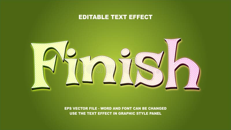 Efecto De Texto Editable Terminar Plantilla De Vector 3d Ilustración ...