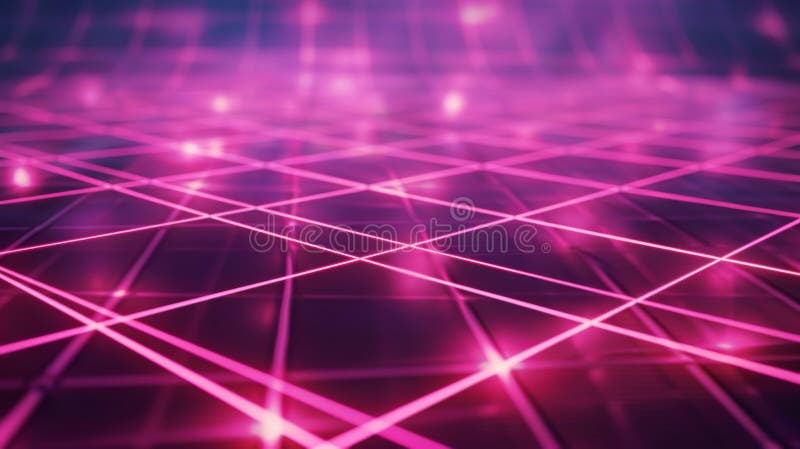 Effect Background with Neon Grids and Glowing Lines Digital Landscape ...