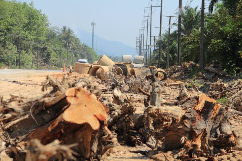 Effect of Environment from Road Construction. Stock Image - Image of ...