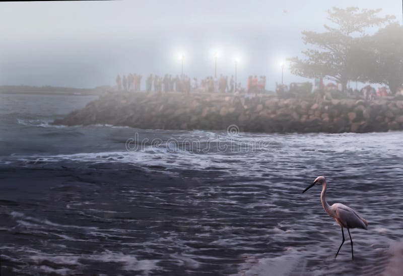 The Effect Of Light On A Misty Rain Far Off Stock Image - Image of ...