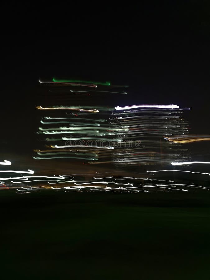 Effect Light Motion Photo Building Night on Black Background Stock ...