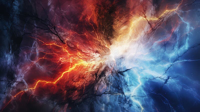 Effect Lightning Collision Powerful Stock Illustration - Illustration ...