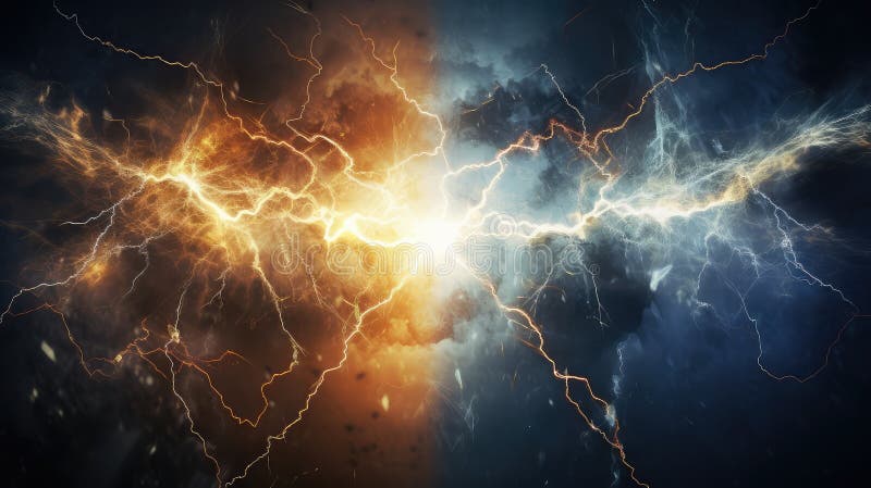 Effect Lightning Collision Powerful Stock Illustration - Illustration ...