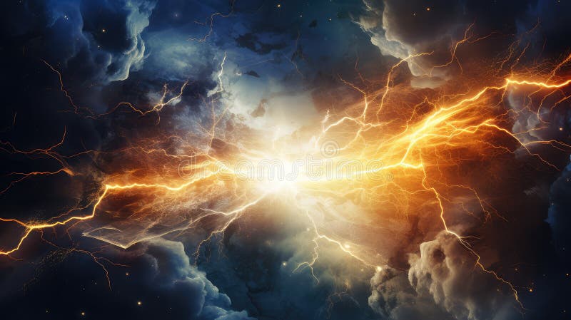 Effect Lightning Collision Powerful Stock Illustration - Illustration ...