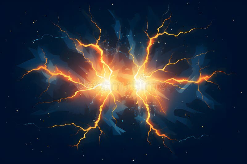 Effect of Lightning Strike and Sparks in Cartoon Style. Stock ...