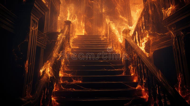 Effect stairs on fire stock illustration. Illustration of creeping ...