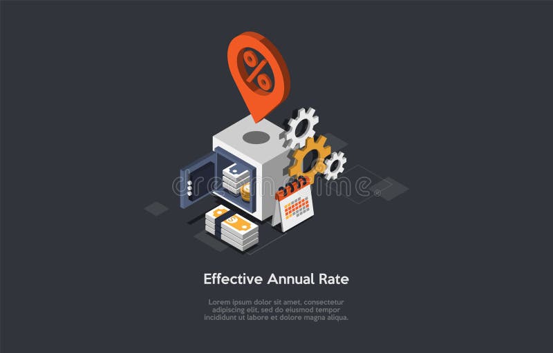Effective Annual Rate Conceptual Illustration in Cartoon 3D Style ...