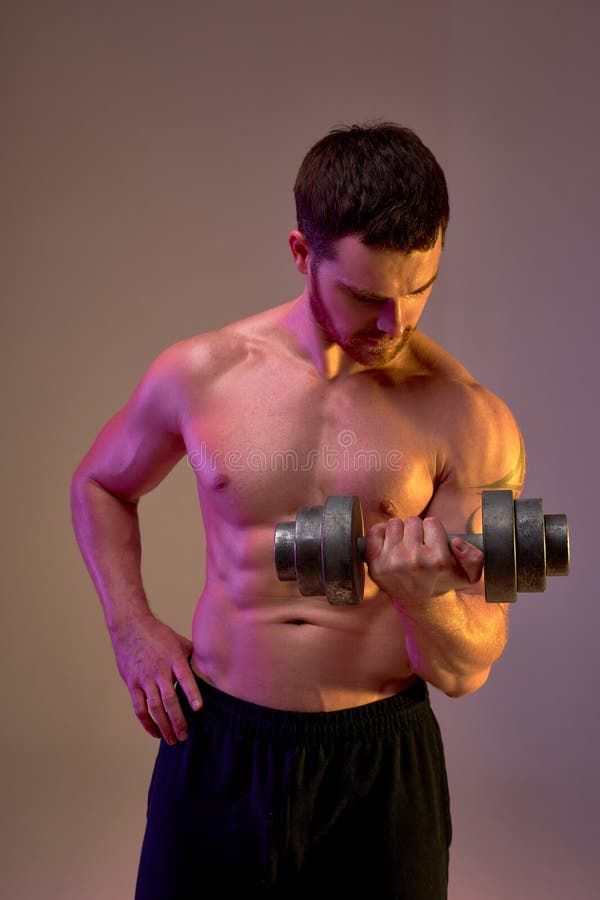 Effective Combination To Achieve Arm Muscle Development. Stock Photo ...