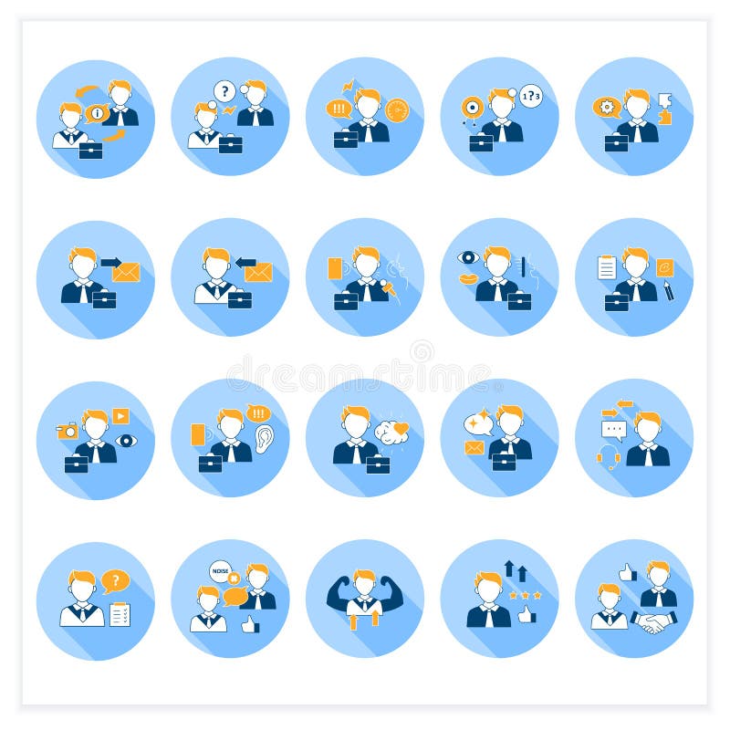 Effective Communication Flat Icons Set Stock Vector - Illustration of ...