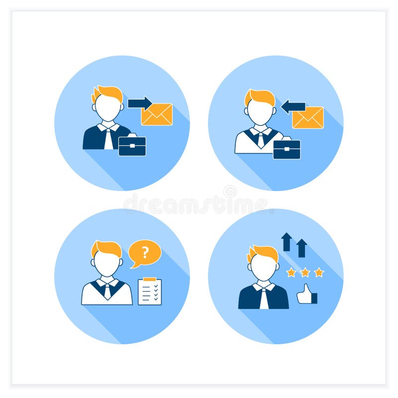 Effective Communication Flat Icons Set Stock Vector - Illustration of ...