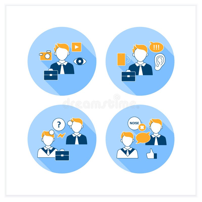 Effective Communication Flat Icons Set Stock Vector - Illustration of ...