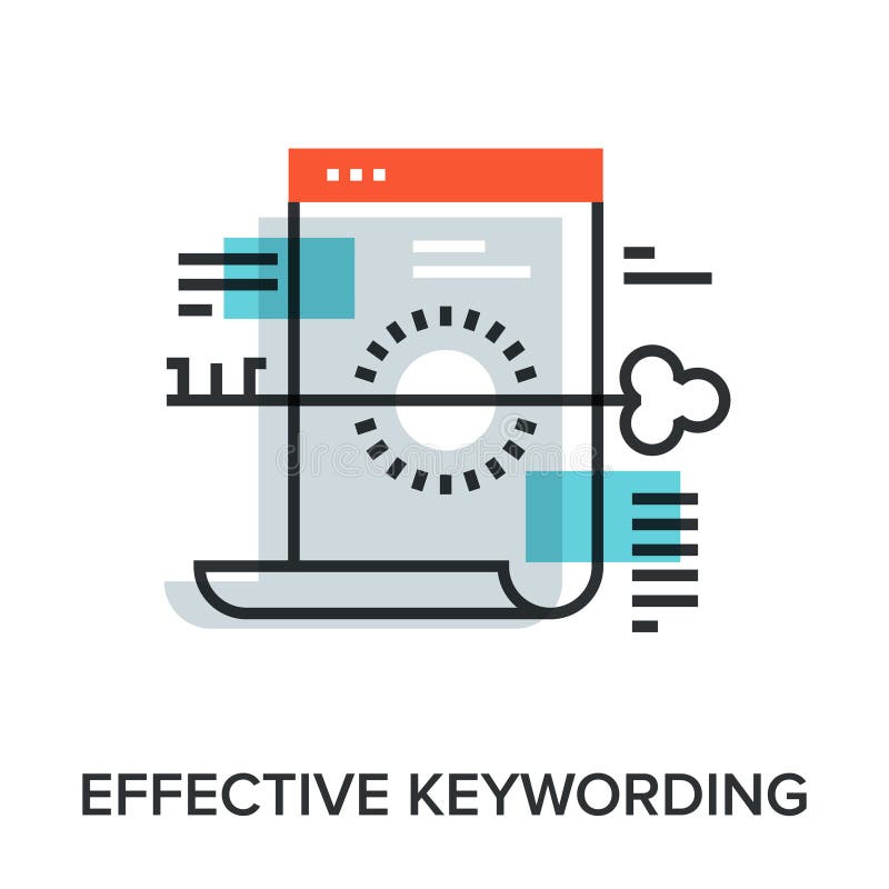 Effective Keywording Flat Line Icon Design Concept Stock Vector ...