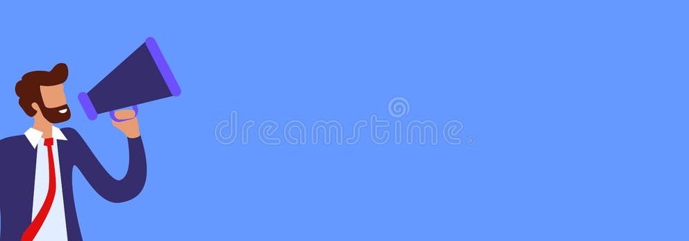 Effective Manager Shouting into Megaphone. Marketing Vision Concept ...