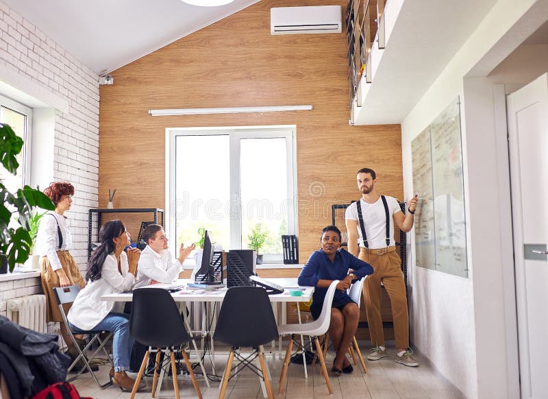 Effective Master Class of Young Caucasian Leader Conducting Public ...