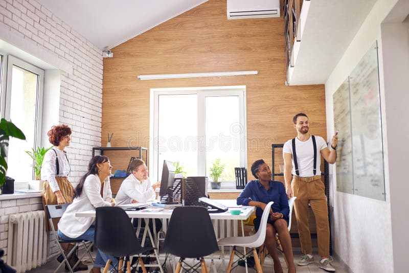 Effective Master Class of Young Caucasian Leader Conducting Public ...