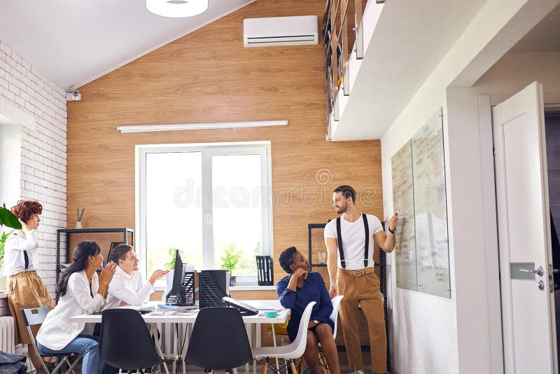 Effective Master Class of Young Caucasian Leader Conducting Public ...