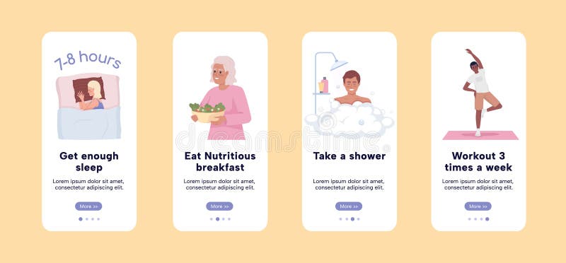 Effective Morning Routine Onboarding Mobile App Screen Flat Template ...
