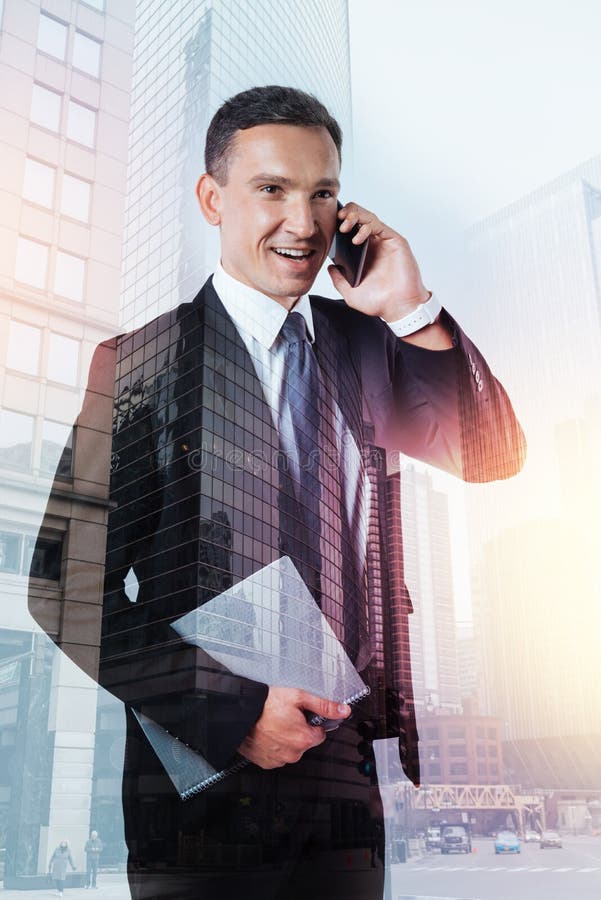Successful Manager Talking on the Phone and Smiling Stock Photo - Image ...