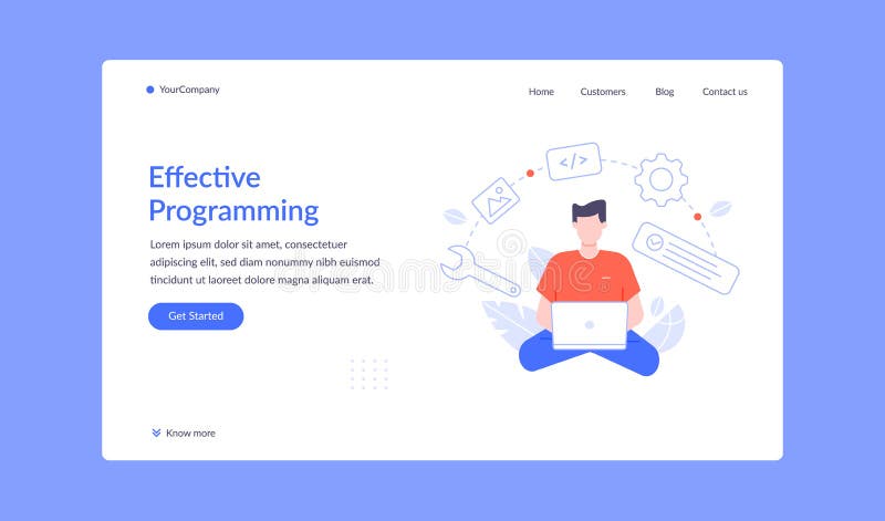 Programming Landing Page Design Pc With Program Code And Icons Java Html Css Html Stock