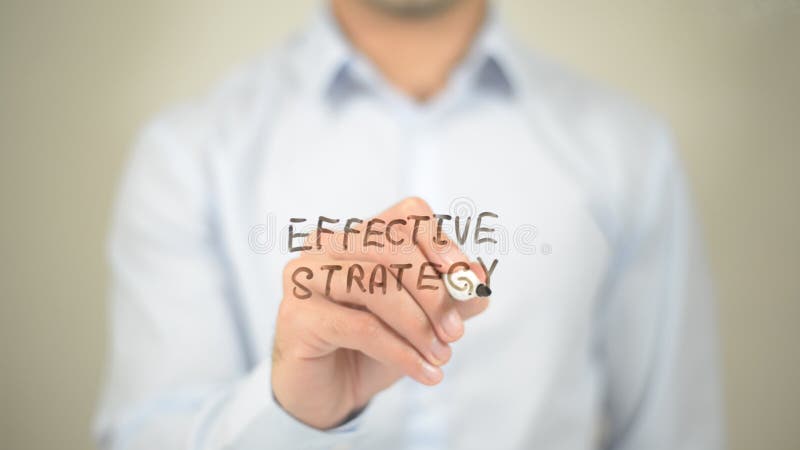 Effective Strategy, Man Writing on Transparent Screen Stock Photo ...