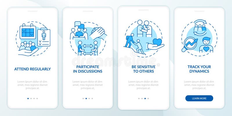 Effective Support Group Visits Onboarding Mobile App Screen Stock ...