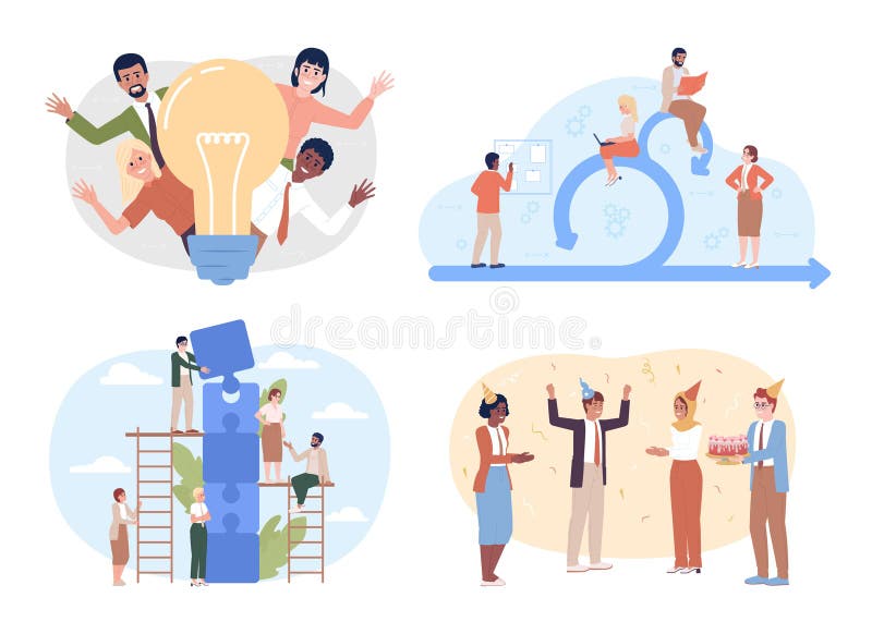 Effective Team Dynamics Flat Concept Vector Spot Illustrations Pack ...