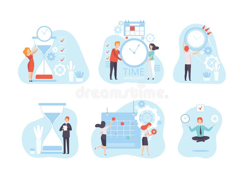 Effective Time Management with People Organizing Time on Clock and ...